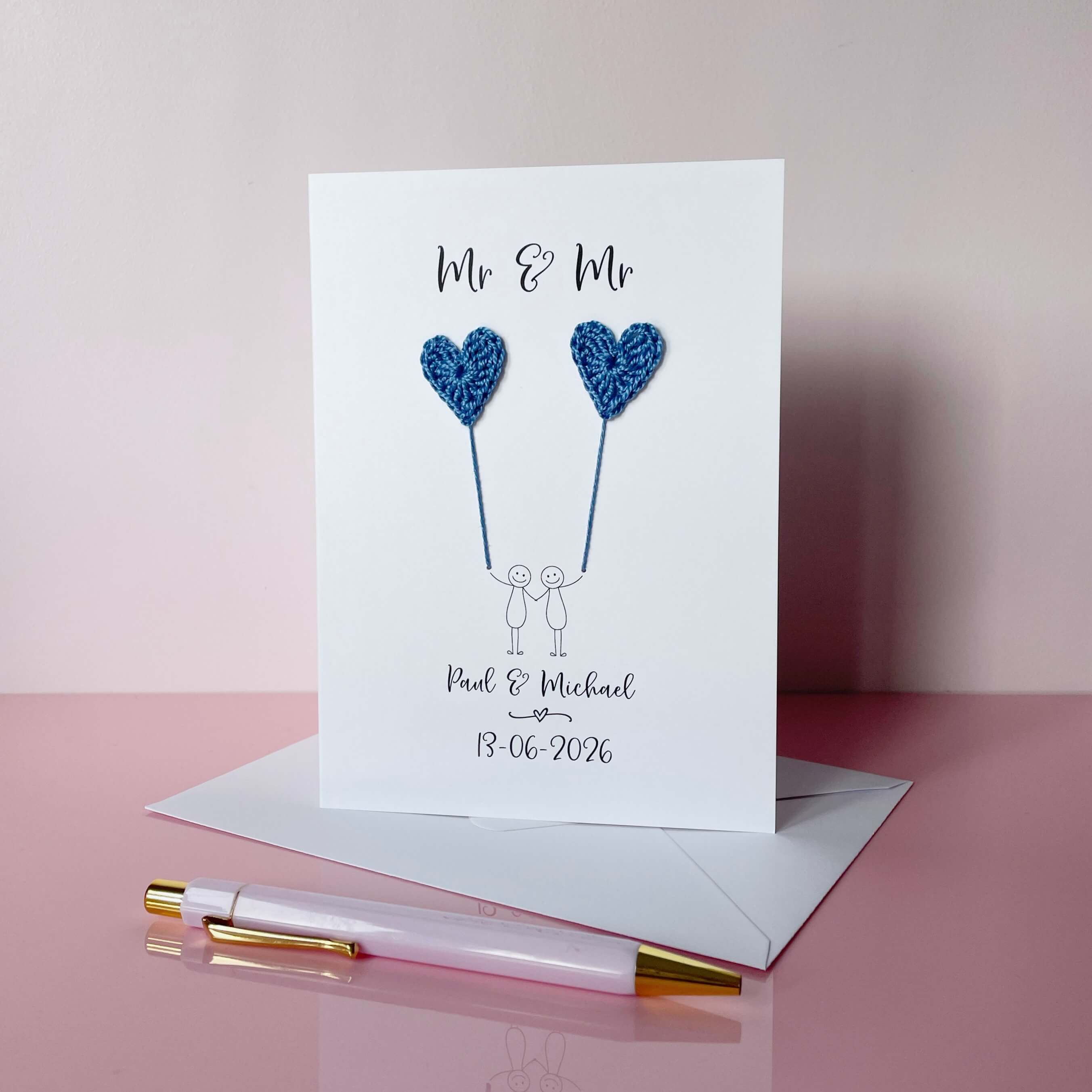 Personalised Mr & Mr Wedding card – Mollycat Studio